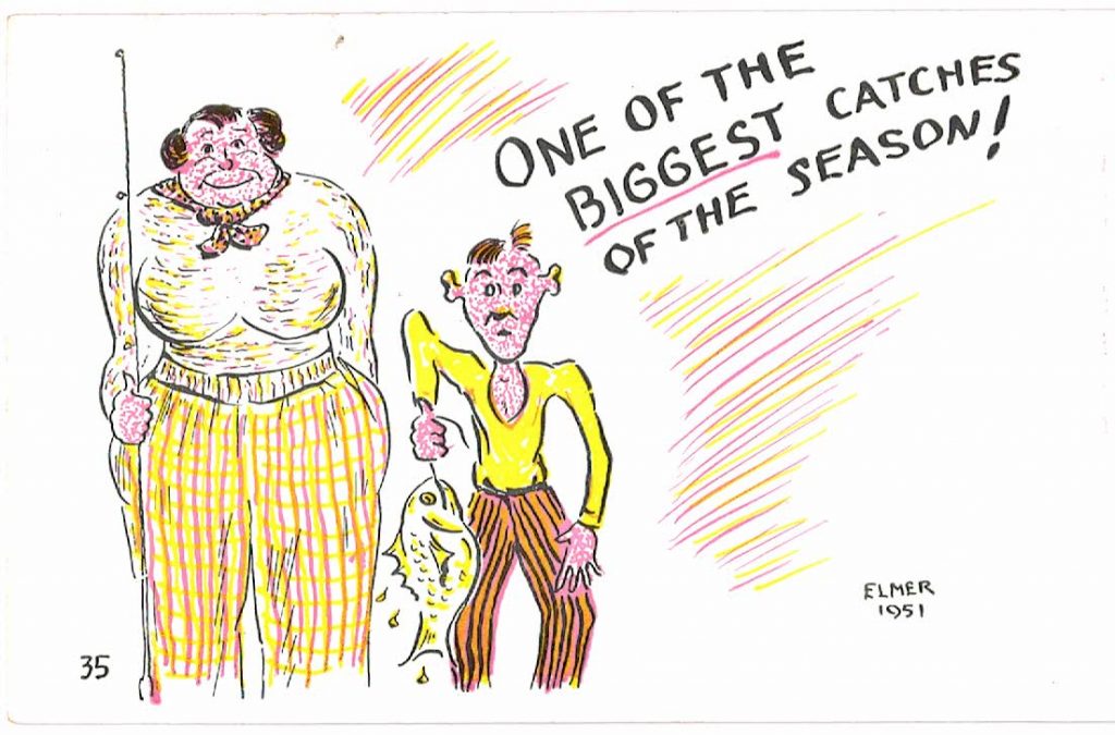 Chrome postcard. One of the biggest catches of the season! Signed Elmer ...