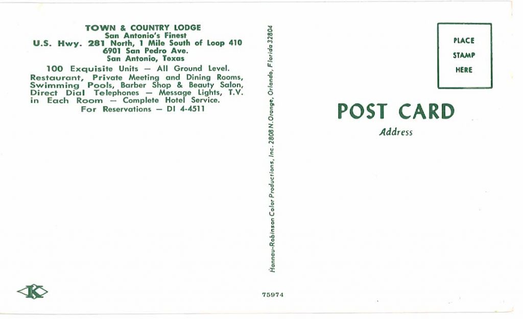 Chrome postcard. Town & Country Lodge, San Antonio, Texas. | Jackie's ...