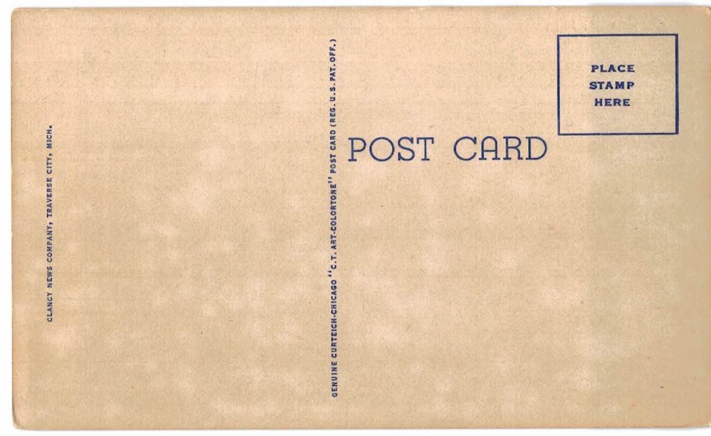 Linen postcard. Greetings from Traverse City, Michigan. Large letter ...