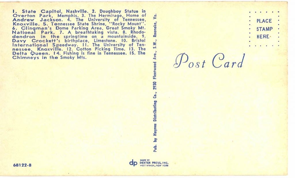Chrome postcard. Greetings from Tennessee. Map. | Jackie's Vintage ...