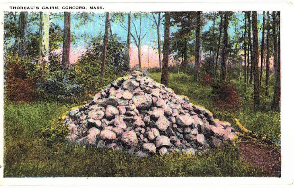 White border postcard. Thoreau’s Cairn, Concord, Massachusetts ...