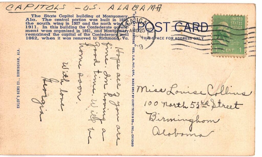 Linen postcard. The State Capitol showing Confederate Soldiers Monument ...