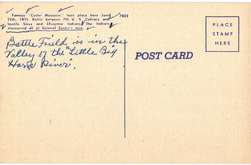 Linen postcard. Custer Battlefield and National Cemetery, Custer ...