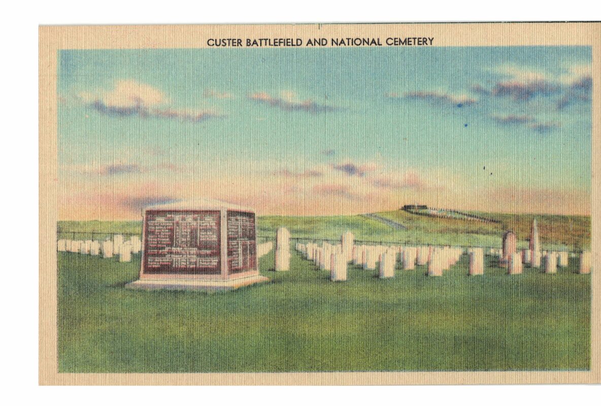 Linen postcard. Custer Battlefield and National Cemetery, Custer ...