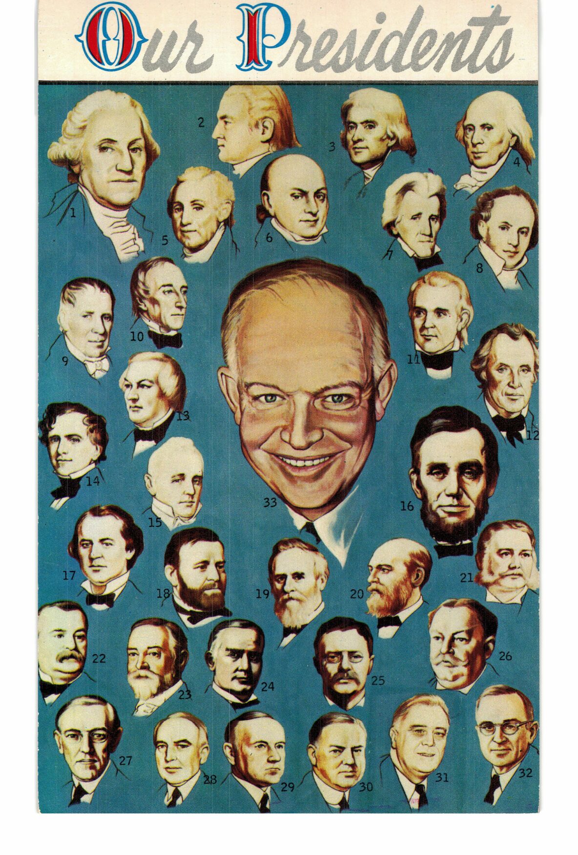 Chrome postcard. Our Presidents Dwight Eisenhower. 1954. | Jackie's ...