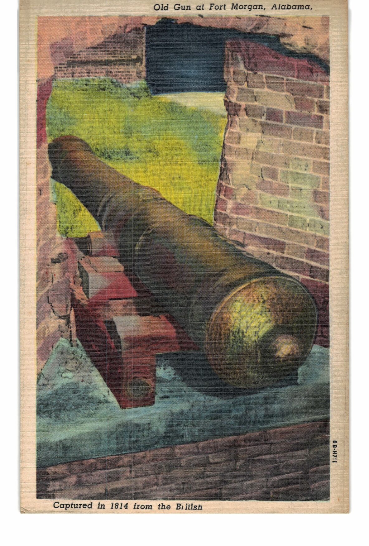 Linen postcard. Old Gun at Fort Morgan, Alabama. Cannon. | Jackie's ...