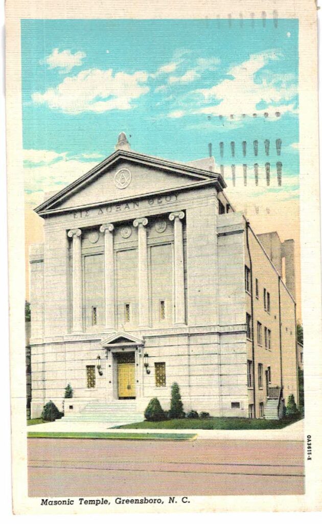 Linen Postcard. Masonic Temple, Greensboro, North Carolina. 1954 ...