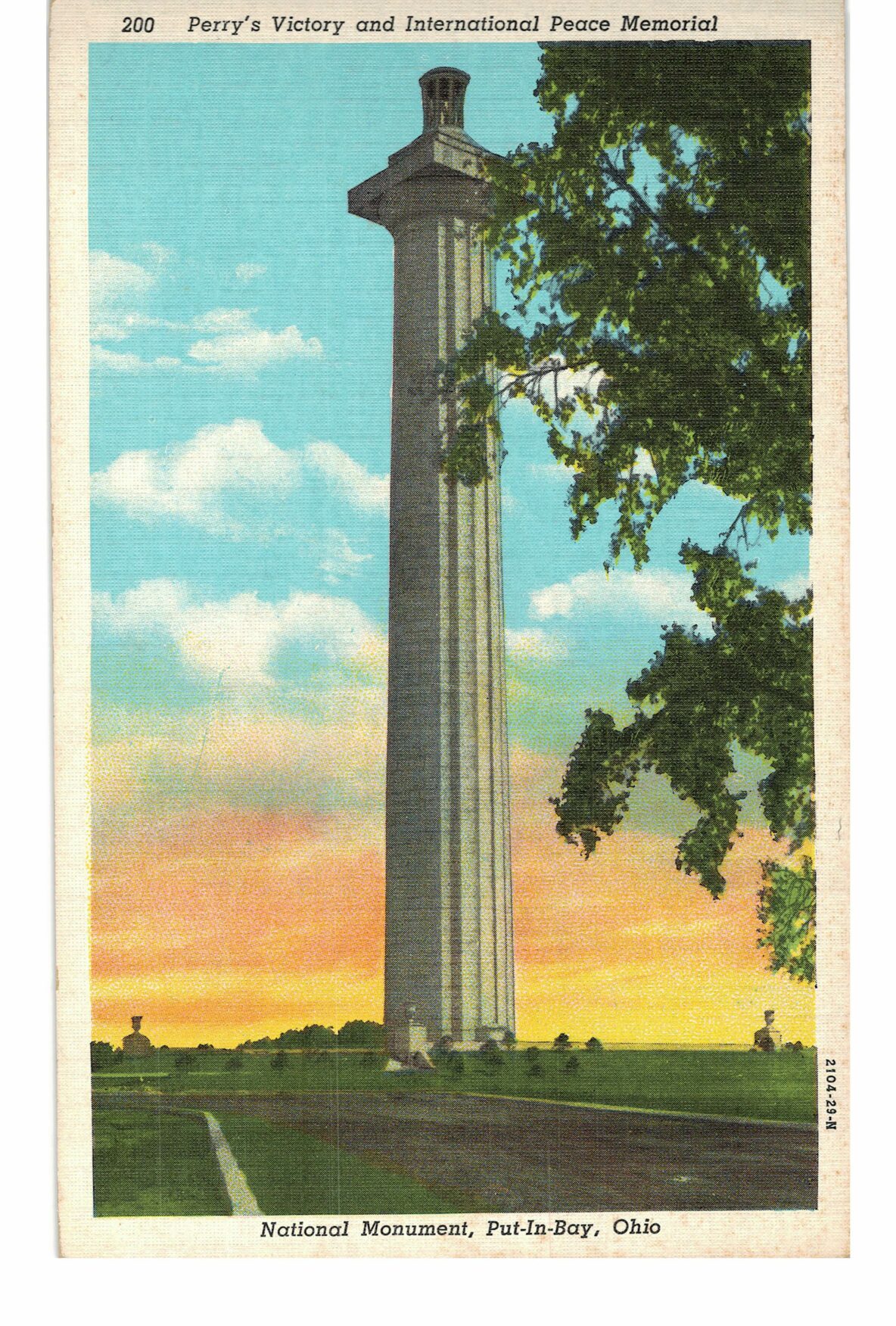 Linen postcard. Perry’s Victory and International Peace Memorial ...