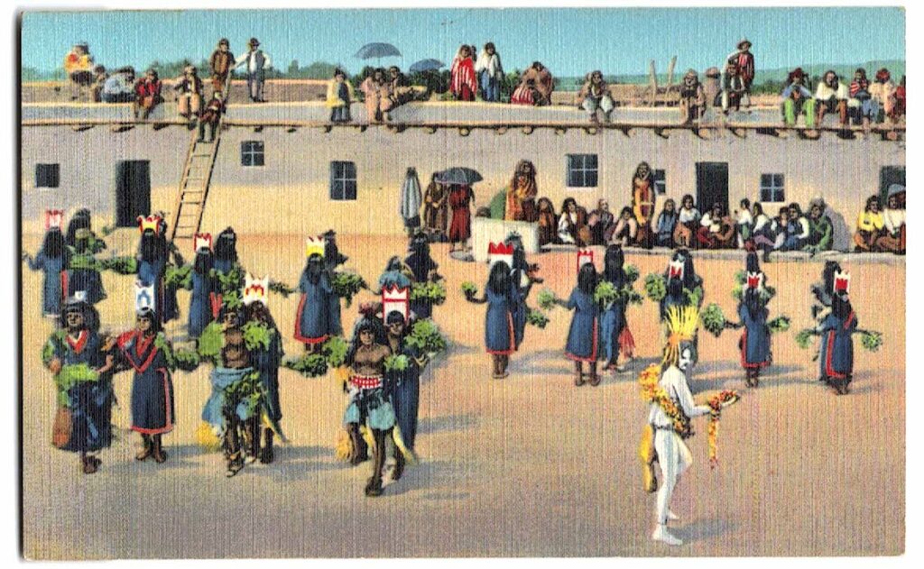 Linen postcard. Pueblo Indian Corn Dance Ceremony. | Jackie's Vintage ...